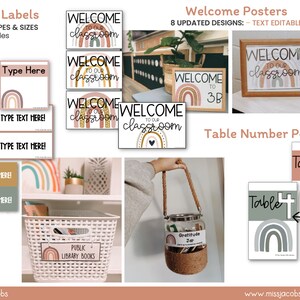 BOHO RAINBOW Classroom Decor Bundle Editable Neutral Rainbow Classroom ...