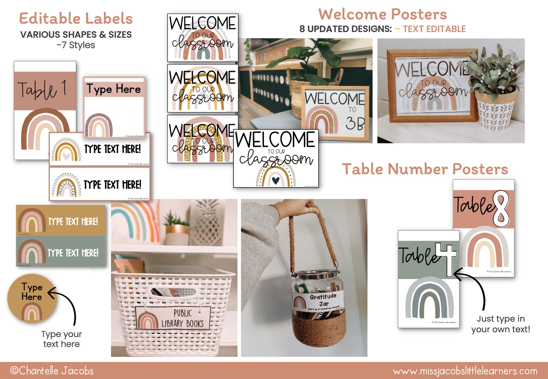 BOHO RAINBOW Classroom Decor Bundle Editable Neutral - Etsy Australia