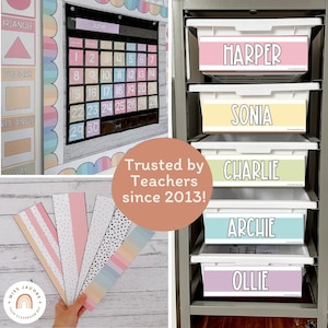 PASTELS Classroom Decor Bundle | Muted Rainbow Decor | Editable - Etsy