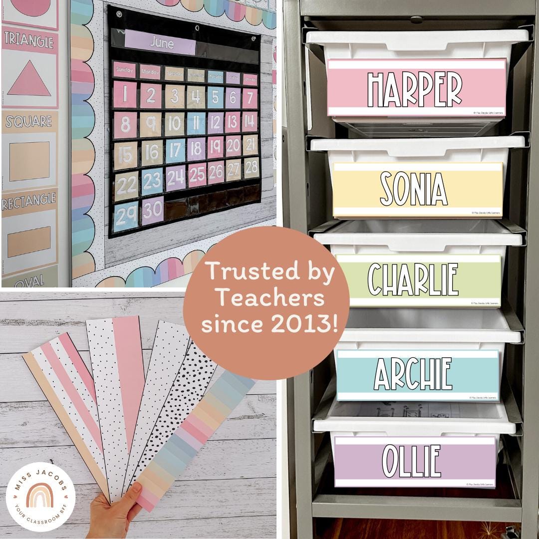 PASTELS Classroom Decor Bundle | Muted Rainbow Decor | Editable - Etsy