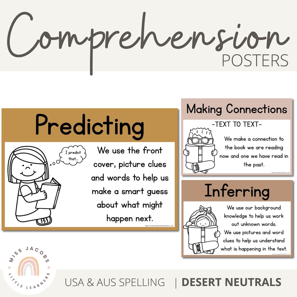 Comprehension Strategy Posters BOHO VIBES Desert Neutral | Etsy