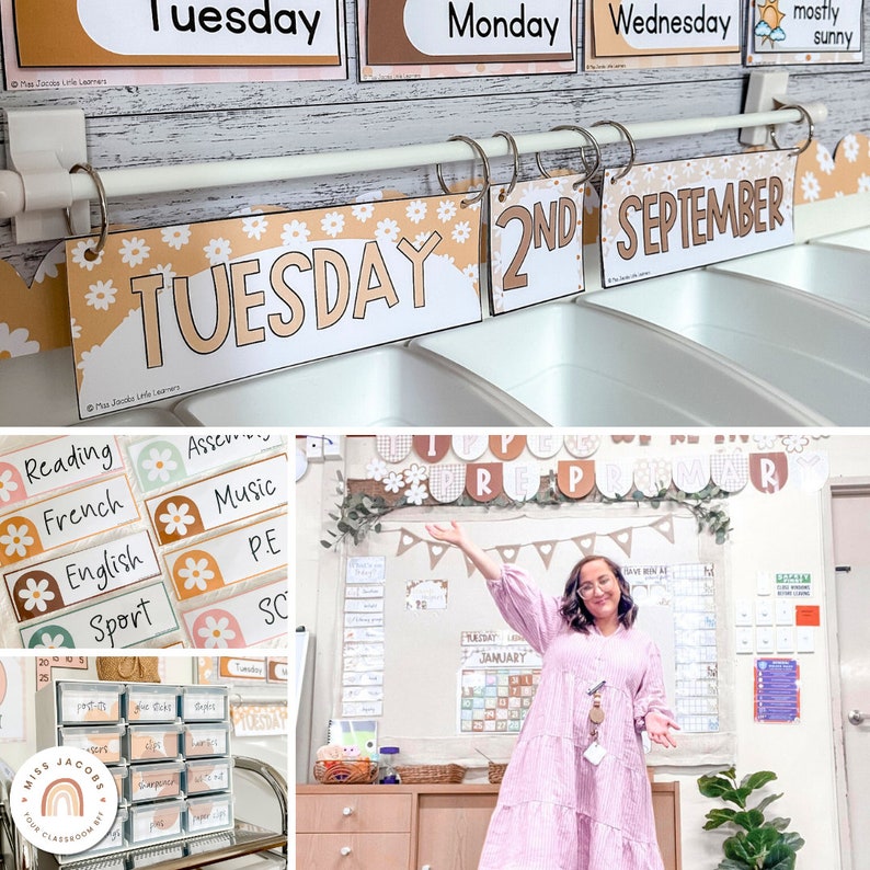 Daisy Gingham Classroom Decor Bundle | Editable - Etsy