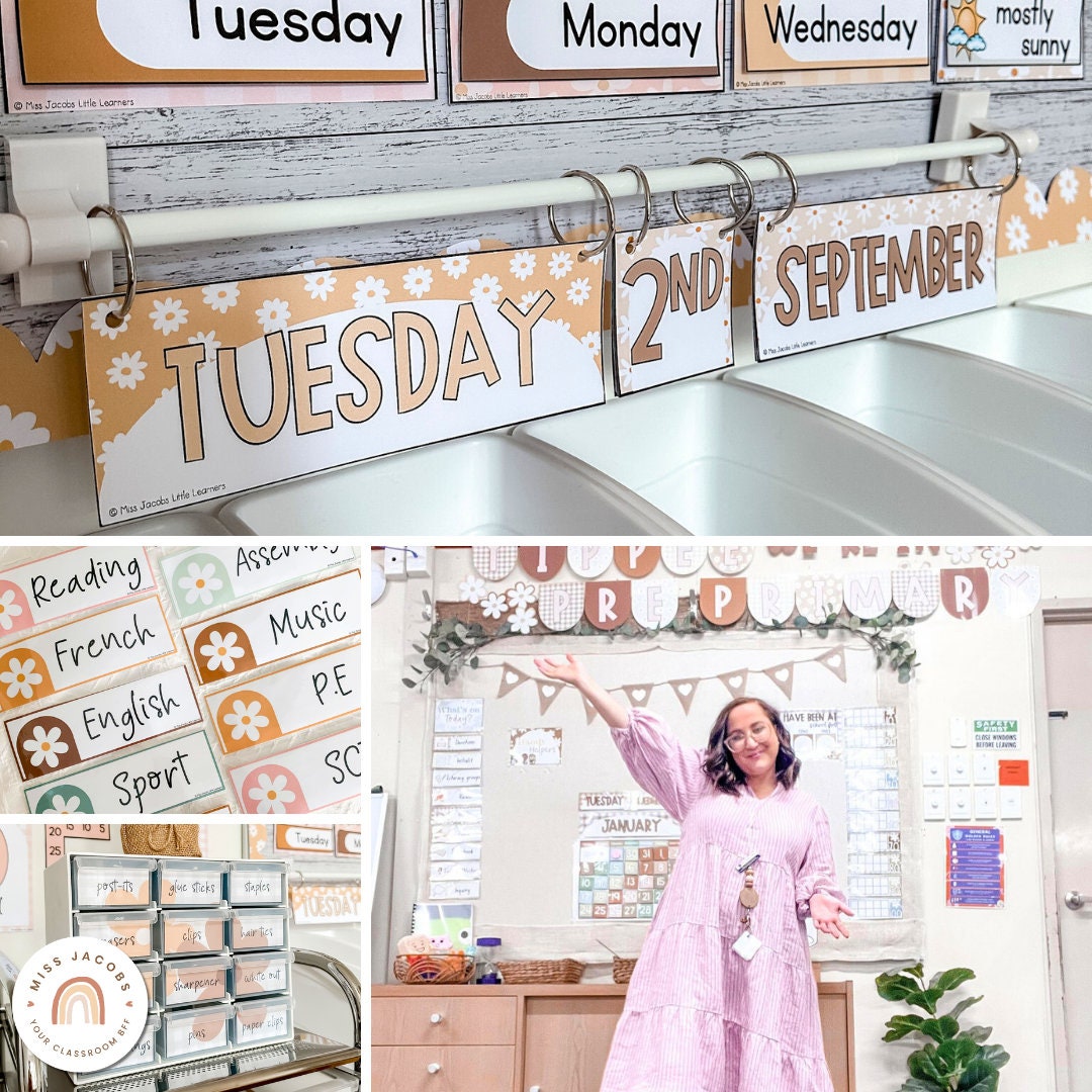Daisy Gingham Classroom Decor Bundle | Editable - Etsy