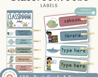 Classroom Jobs Display | Cute Sea Life Classroom Decor | Editable - Etsy