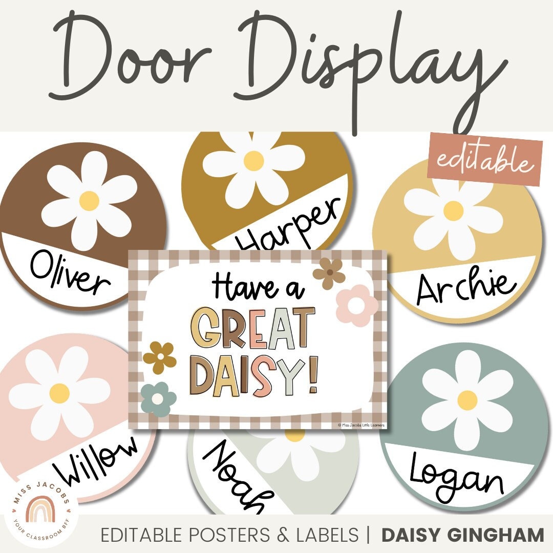Daisy Door Display or Bulletin Board Daisy Gingham Classroom Decor - Etsy