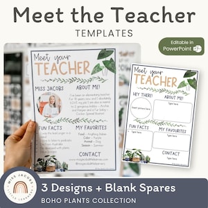 Meet the Teacher Templates | Editable Modern Boho Plants Decor - Etsy