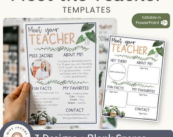 Meet the Teacher Templates | Editable Modern Boho Plants Decor - Etsy