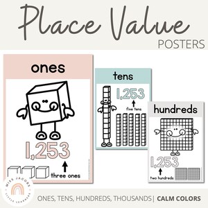 CALM COLORS Math Posters Bundle Modern Rainbow Classroom Decor - Etsy