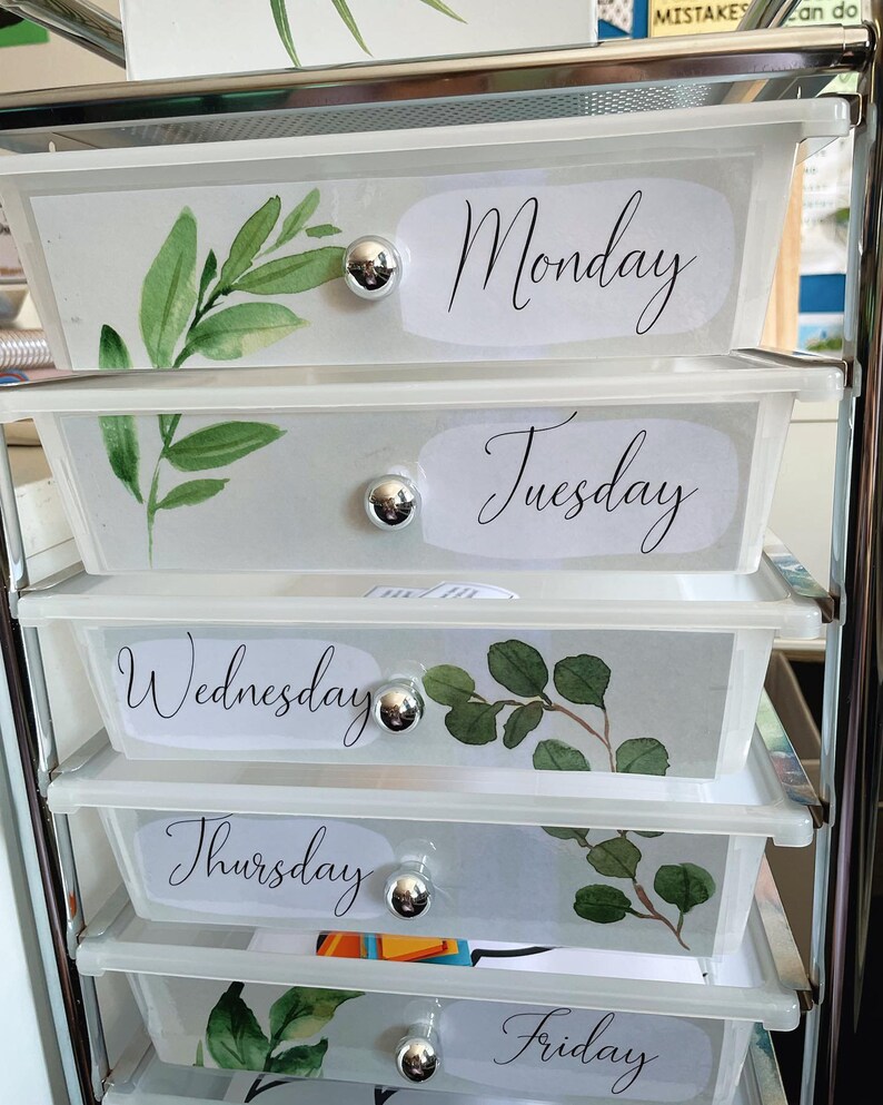 BOTANICAL Teacher Rolling Cart Labels Trolley Labels - Etsy Canada