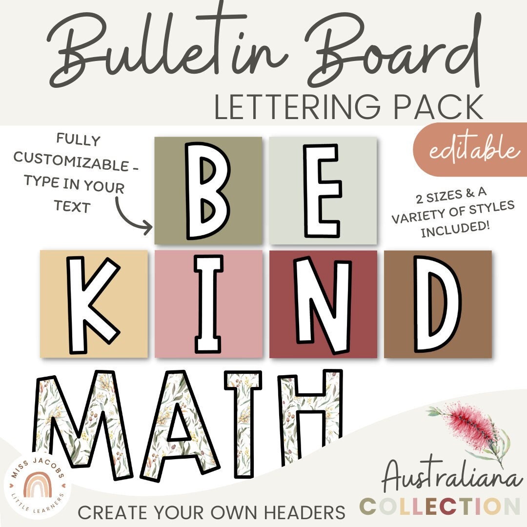 Australiana Bulletin Board Lettering Pack | EDITABLE | Australian Flora ...