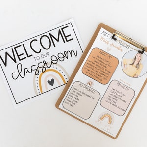 BOHO RAINBOW Meet the Teacher | Editable | Neutral Classroom Decor - Etsy