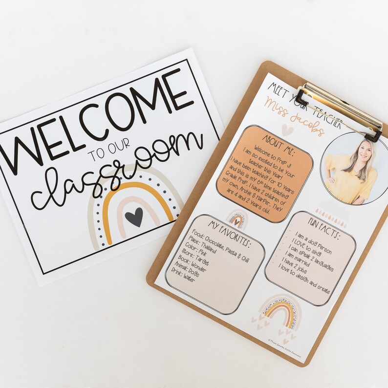 BOHO RAINBOW Meet the Teacher Editable Neutral Classroom - Etsy