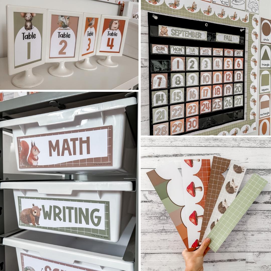 Woodland Classroom Decor Bundle, Cozy Nature Forest Friends Animals ...