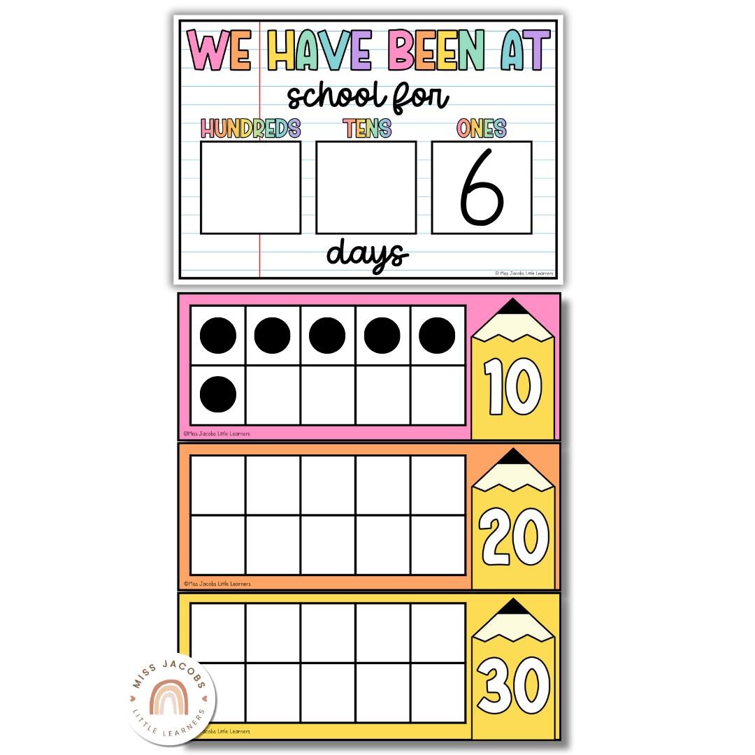 Cutesy Days at School Tally Chart, Colorful School Days Display ...