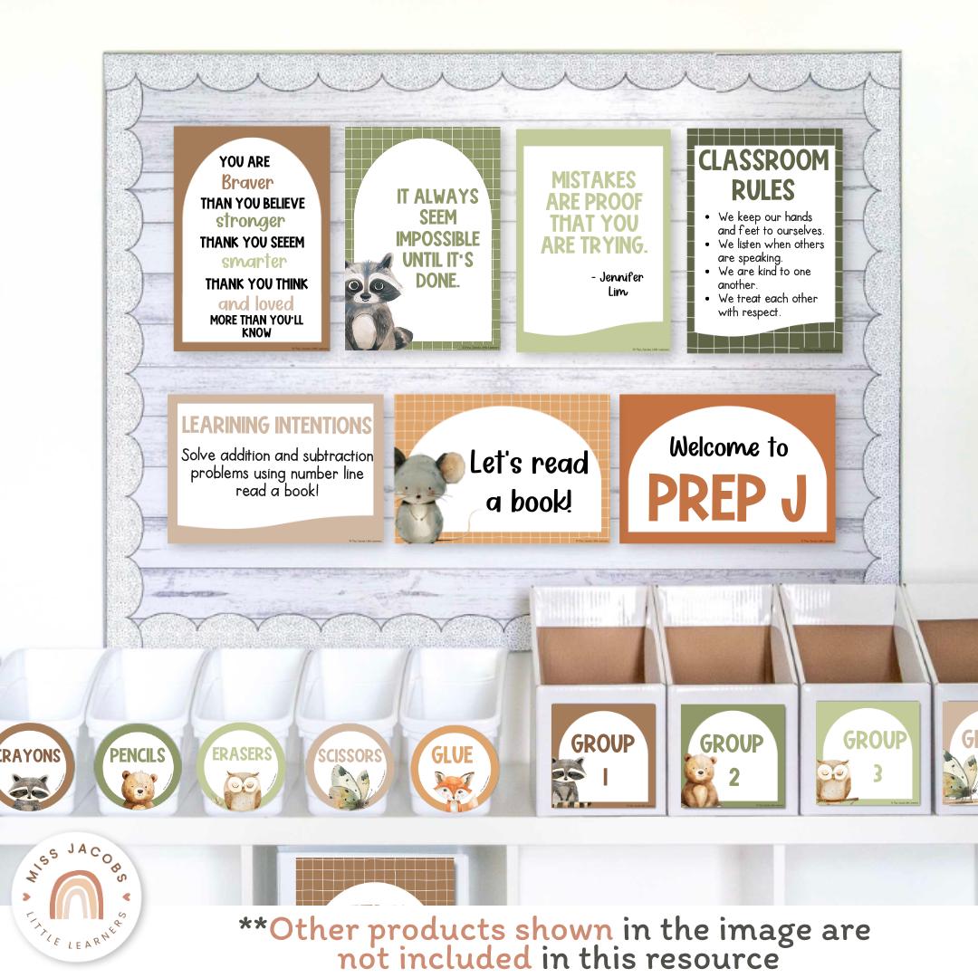 Woodland Editable Classroom Posters, Neutral Nature Theme Teacher ...