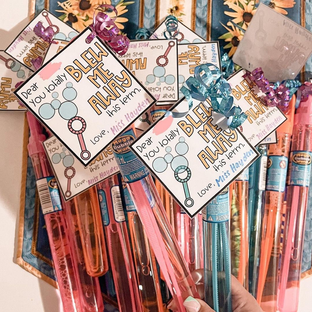 Student Gift Tags for Bubble Wands You Blew Me Away - Etsy