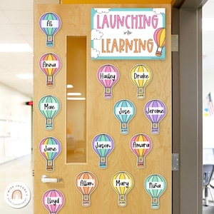 Hot Air Balloon Door Display, Calm Pastel Back to School Editable Door ...