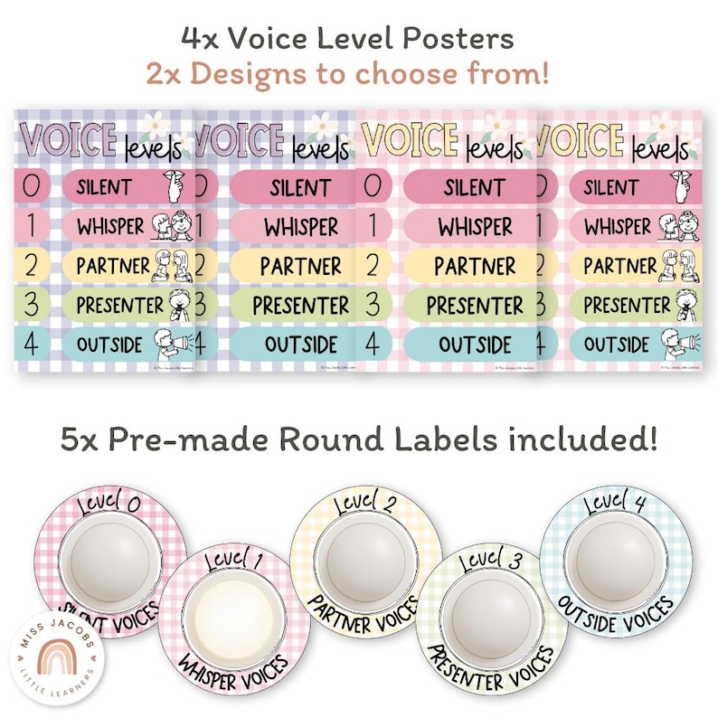 Editable Voice Levels Display | Push Light Noise Levels | Daisy Gingham ...