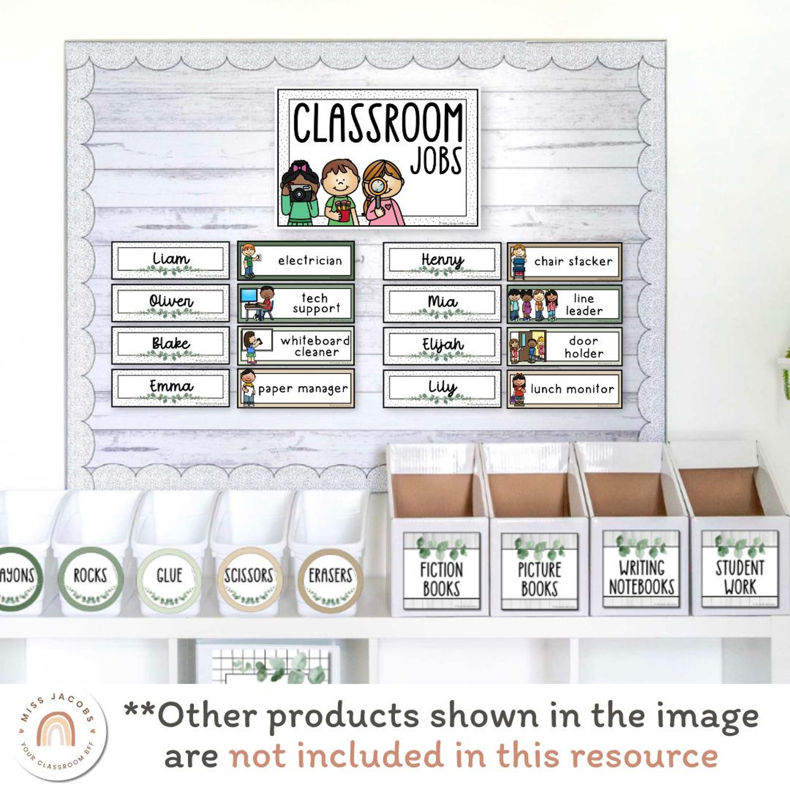 Classroom Job Chart Printable, Editable Nature-themed Job Card Display ...