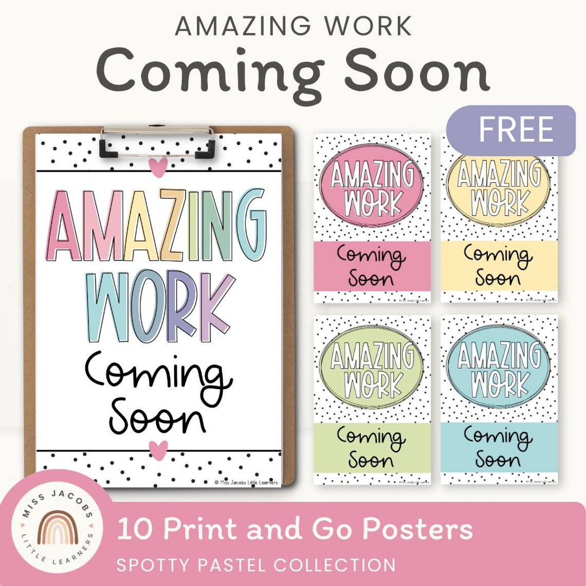 Amazing Work Coming Soon Poster | SPOTTY PASTELS - Etsy