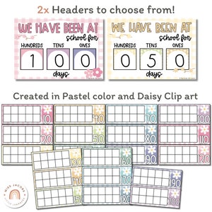 Days at School Display | 100 Days of School Tally | Daisy Gingham ...