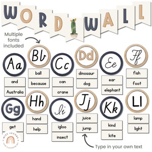 Alphabet Word Wall Boho Plants Rustic Classroom Decor Editable - Etsy