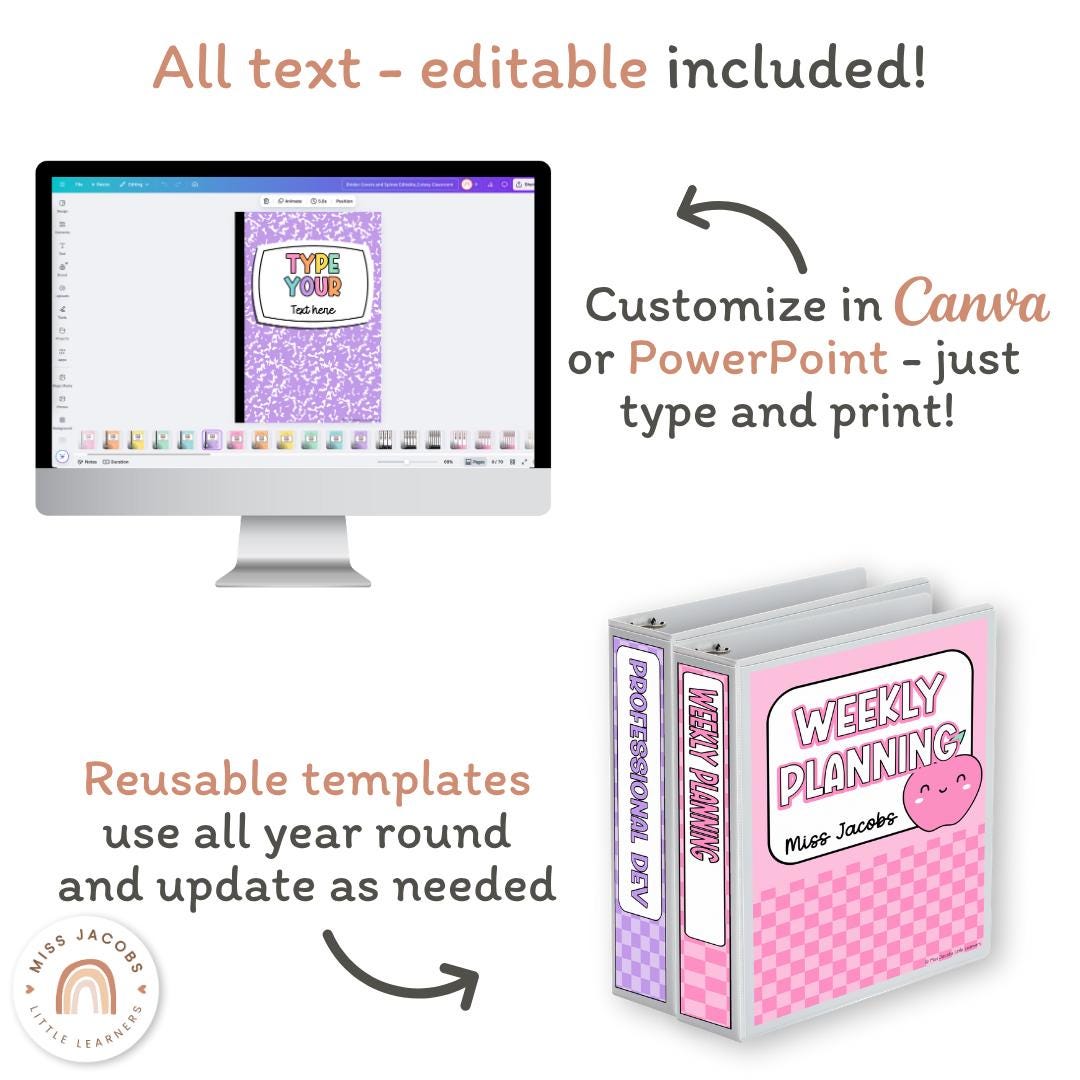 Cutesy Binder Covers and Spines, Colorful Binder Spines Templates ...