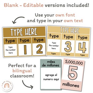 Place Value Posters Bulletin Board Display | Daisy Gingham Neutral Math ...