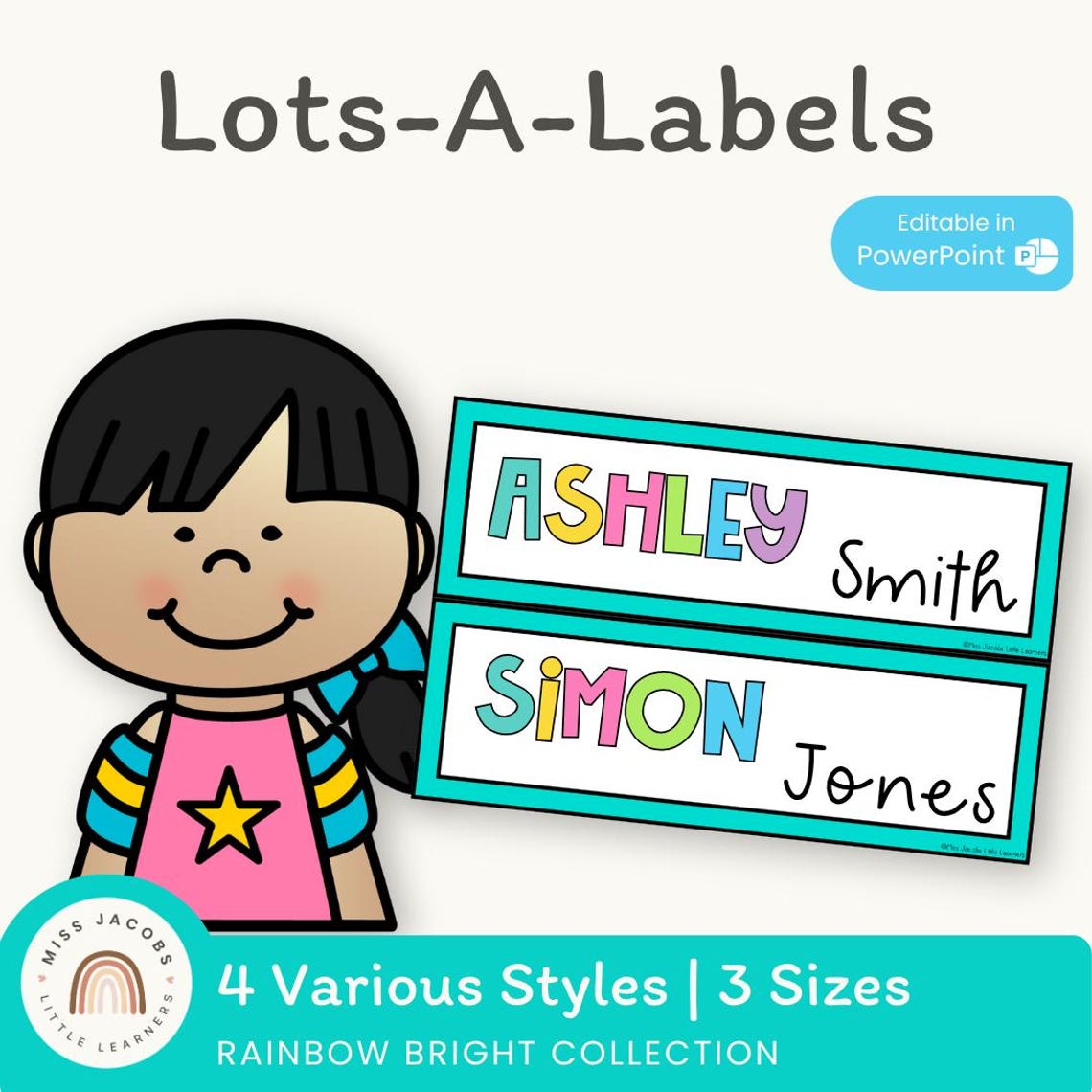 RAINBOW Editable Tray Labels, Classroom Labels & Name Tags Bundle - Etsy