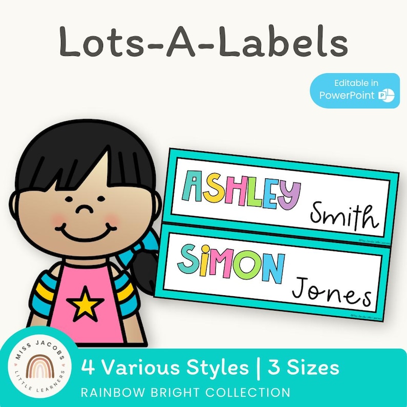 RAINBOW Editable Tray Labels, Classroom Labels & Name Tags Bundle - Etsy