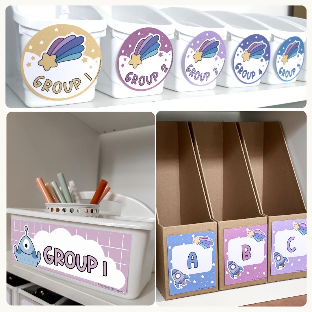 Dreamy Space Classroom Labels: Pastel Student Names and Supplies ...