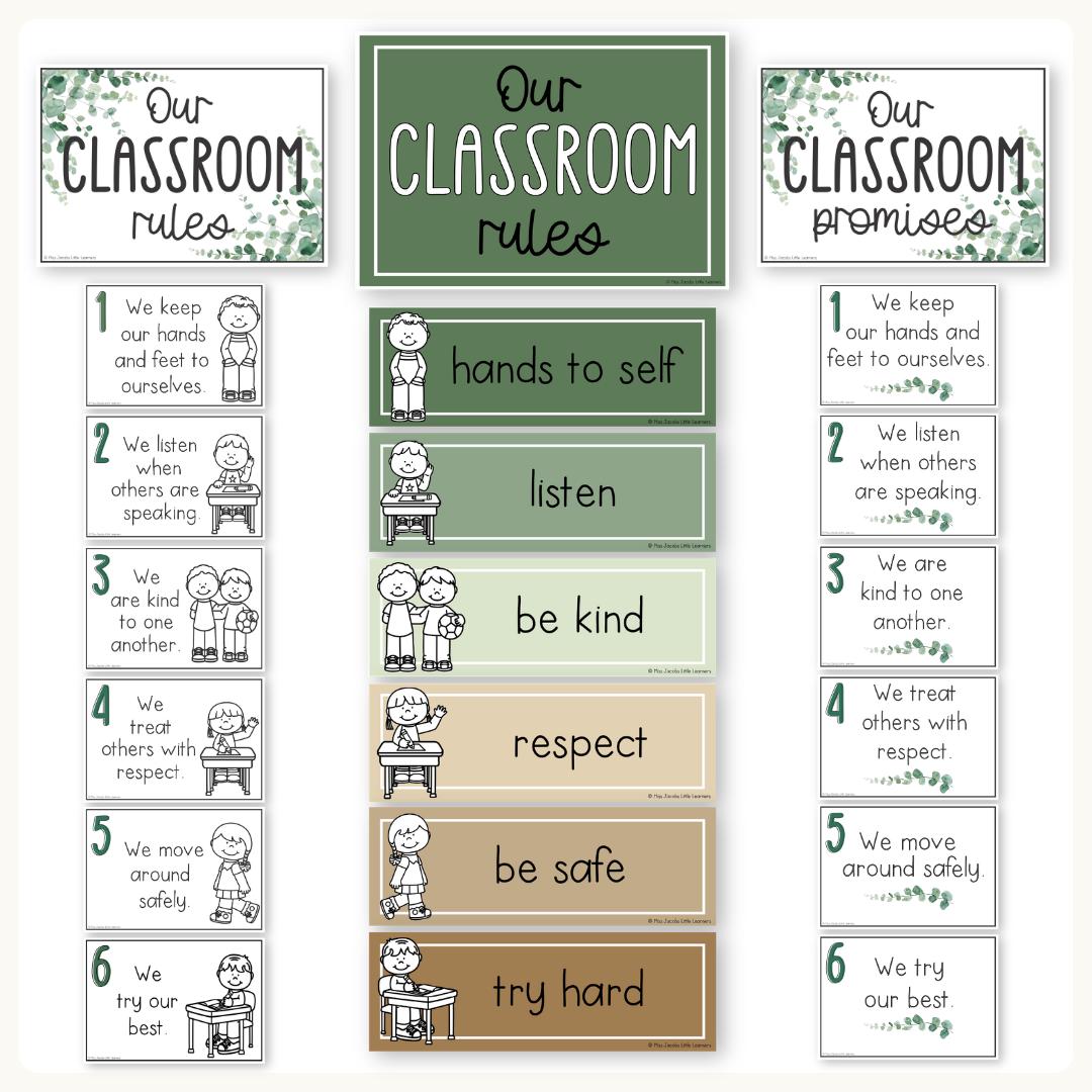 Classroom Rules & Expectations Posters With Visuals, Modern Botanical ...