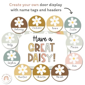Daisy Door Display or Bulletin Board | Daisy Gingham Classroom Decor - Etsy
