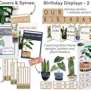 Boho Plants Classroom Decor Bundle Rustic Modern Boho Decor Editable - Etsy