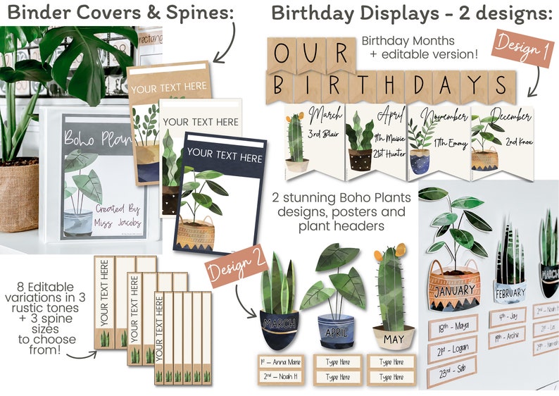 Boho Plants Classroom Decor Bundle Rustic Modern Boho Decor - Etsy