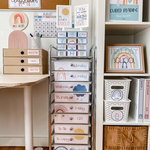 MODERN RAINBOW Classroom Decor Bundle Editable Calm Colors Classroom ...