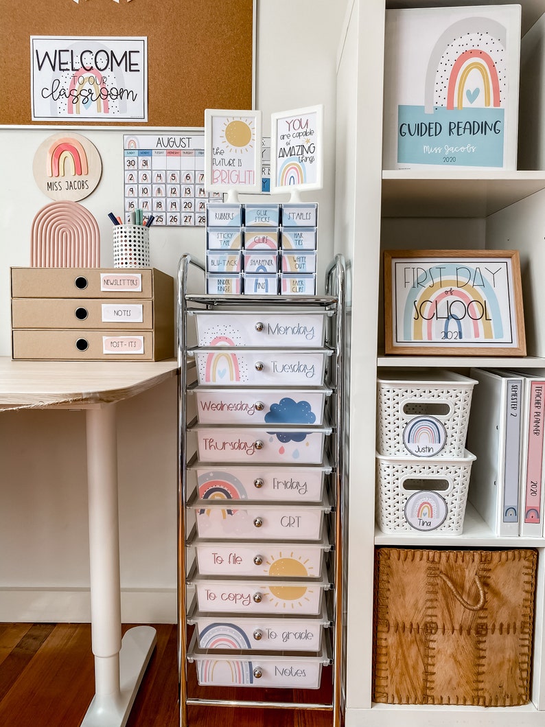 MODERN RAINBOW Classroom Decor Bundle Editable Calm Colors - Etsy