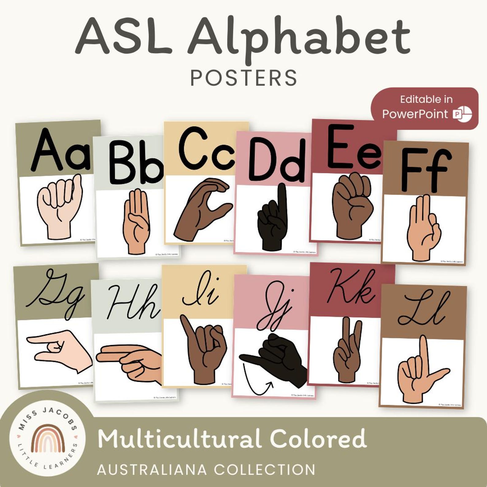 ASL Alphabet Poster, Printable American Sign Language Alphabet Posters ...