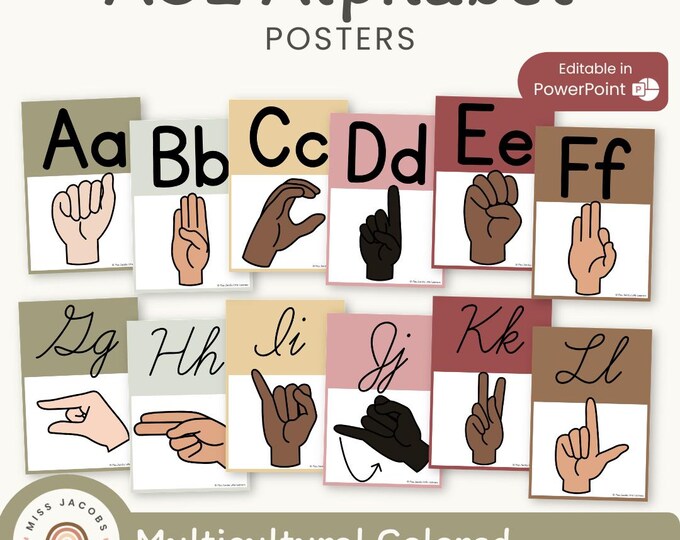 ASL Alphabet Poster, Printable American Sign Language Alphabet Posters ...