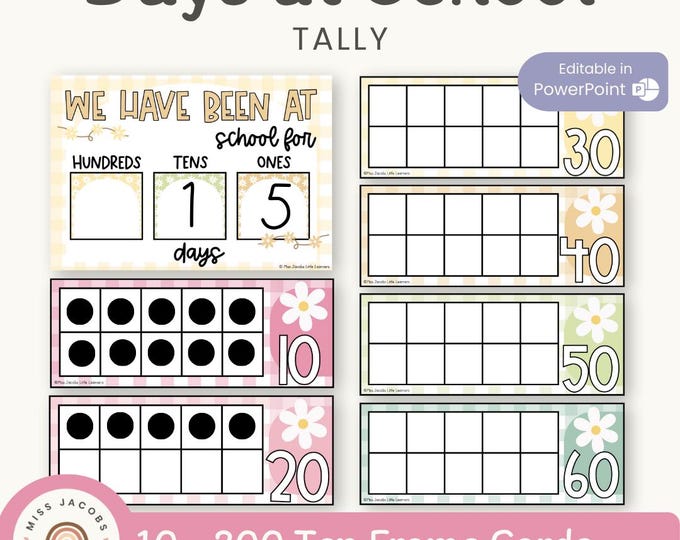 Days at School Display | 100 Days of School Tally | Daisy Gingham ...