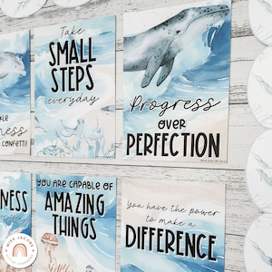 Motivational Classroom Posters | Growth Mindset Bulletin Board | Modern ...