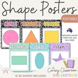 Shapes Posters, Cutesy Classroom Decor, Colorful Bright Educational ...