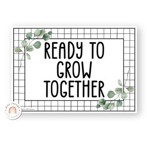 Classroom Door Display Set, Editable Botanical Teacher Welcome Sign ...