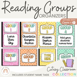 Cutesy Reading Groups Organizers & Labels, Editable Book Box Labels ...
