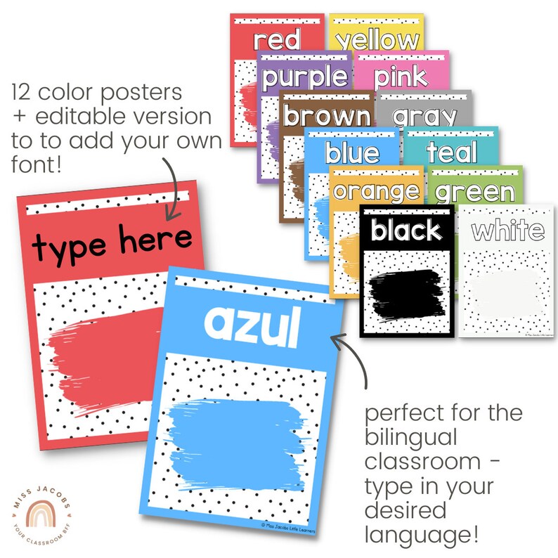Spotty Color Posters B&W Spotted Classroom Decor Editable - Etsy