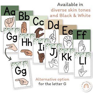 Botanical ASL Alphabet Posters, Printable A–Z Wall Set With Hand ...