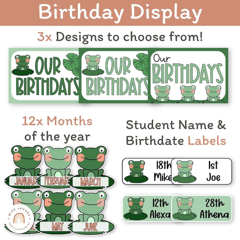Frog Classroom Decorations Pack, Editable Spring Nature Theme Decor ...
