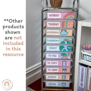 Cutesy Teacher Rolling Cart Editable Labels, Back to School 10 - 12 ...