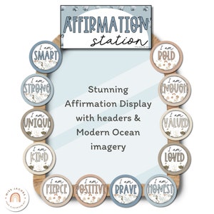 Affirmation Station, Modern Ocean Theme, Positive Affirmation Cards ...
