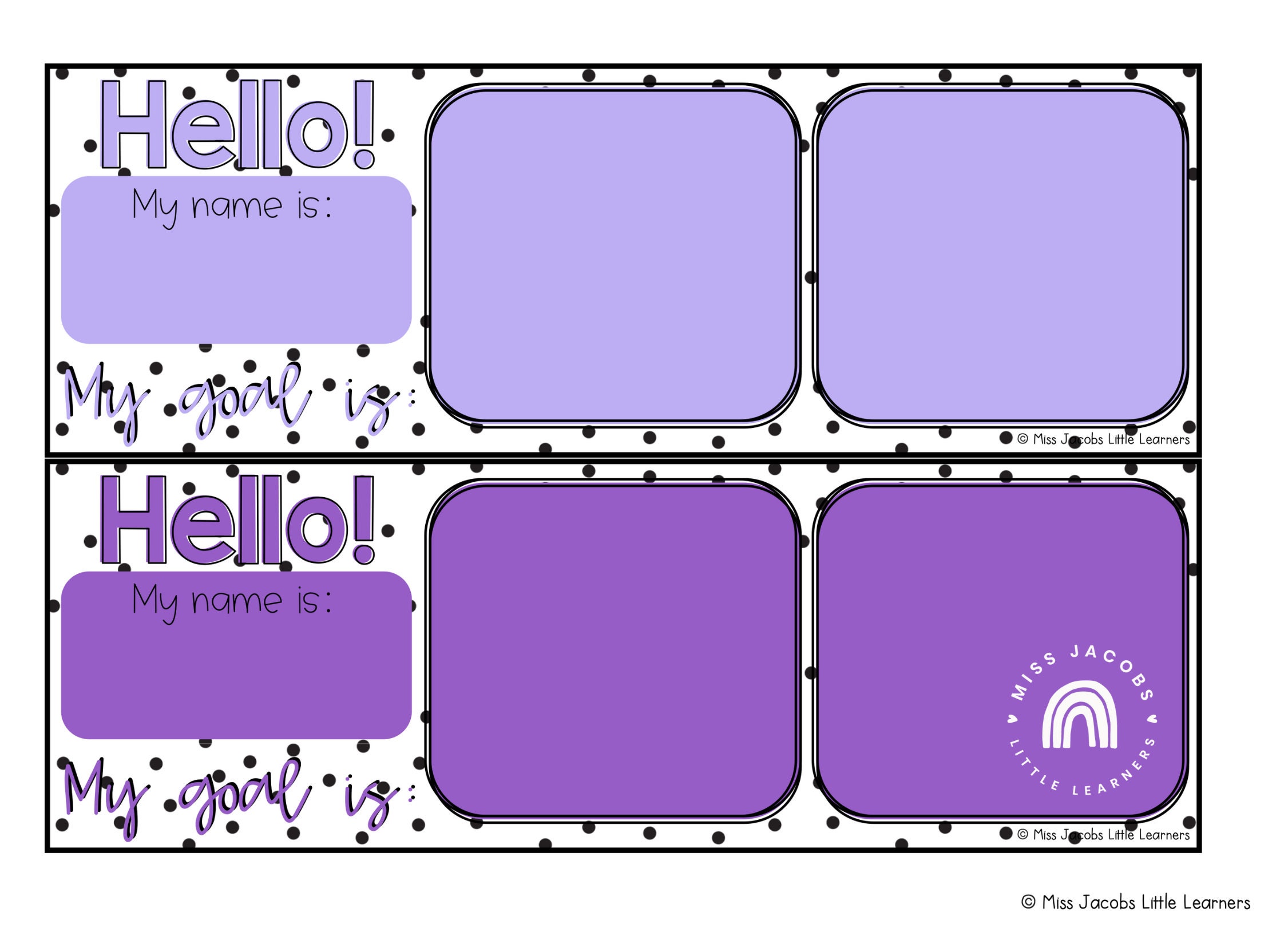 Student Name & Goals Plates SPOTTY BRIGHTS Editable - Etsy